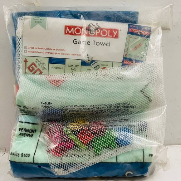 Hasbro | Bath | Vintage Monopoly Game Hasbro Beach Towel 62l X 3w Game ...